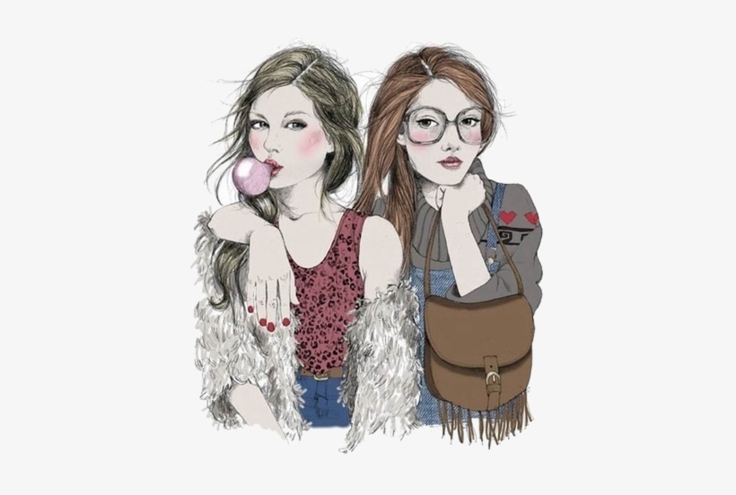 The Girl For Bags - Two Girls Best Friends Transparent PNG - 400x472 ...