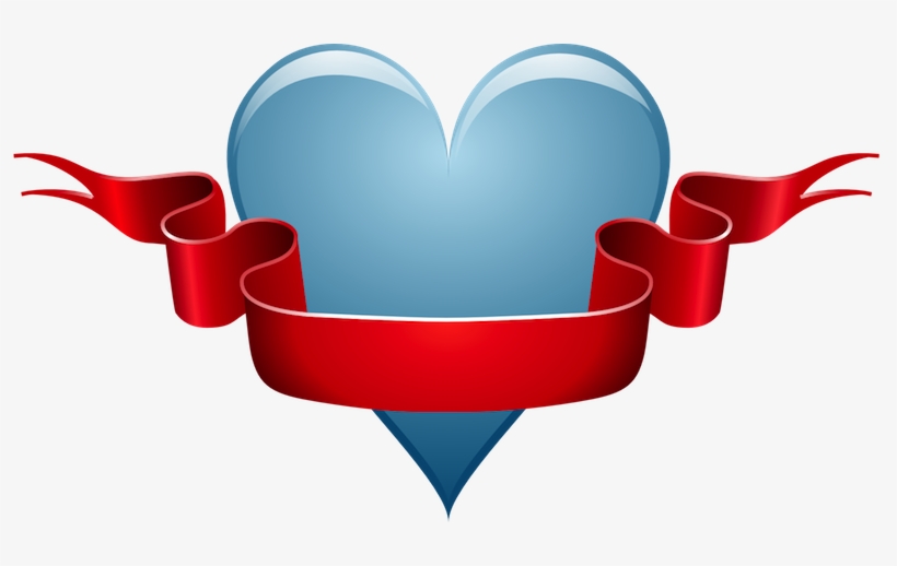 Blue Heart With Ribbon - Ribbon Clip Art Transparent PNG - 800x438 ...
