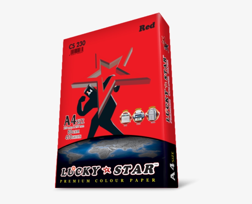 A4 80gsm Lucky Star Colour Paper Cs 250 Red 450sheets - Lucky Star A4 ...