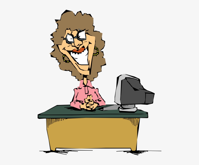 Clipart Lady At Computer