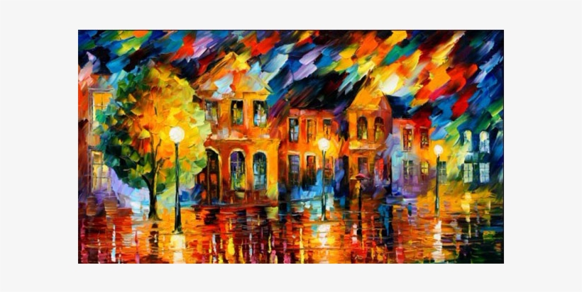 Andp Oil Painting Bright Street Lights Landscape Paintings Transparent ...