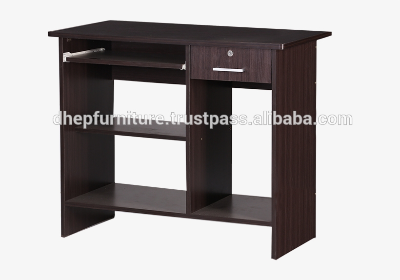 Wooden Computer Table With Shelf And Drawer Lock - Table Transparent ...