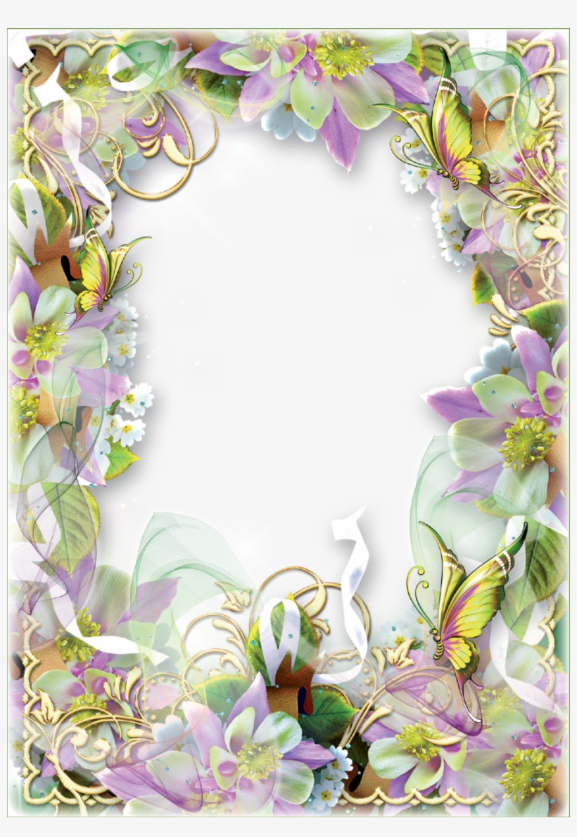 Photo Frame Spring Flowers And Butterflies - Рамка Весенние Цветы Png ...