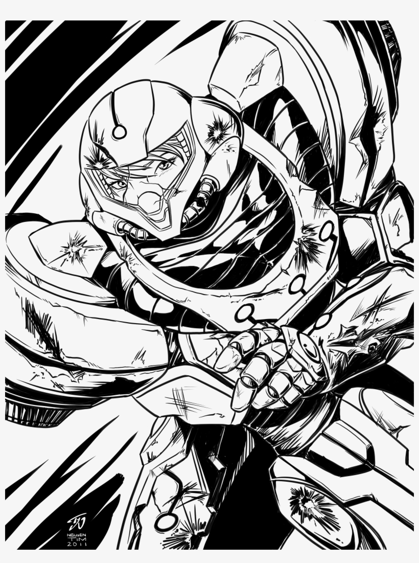 Transparent Lineart - Metroid Black And White Transparent PNG ...