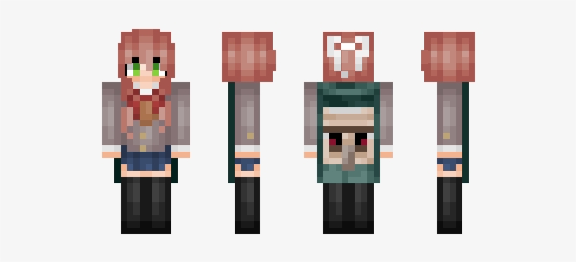 Minecraft Skin Monikaddlc - Ddlc Monika Minecraft Skin Transparent PNG ...