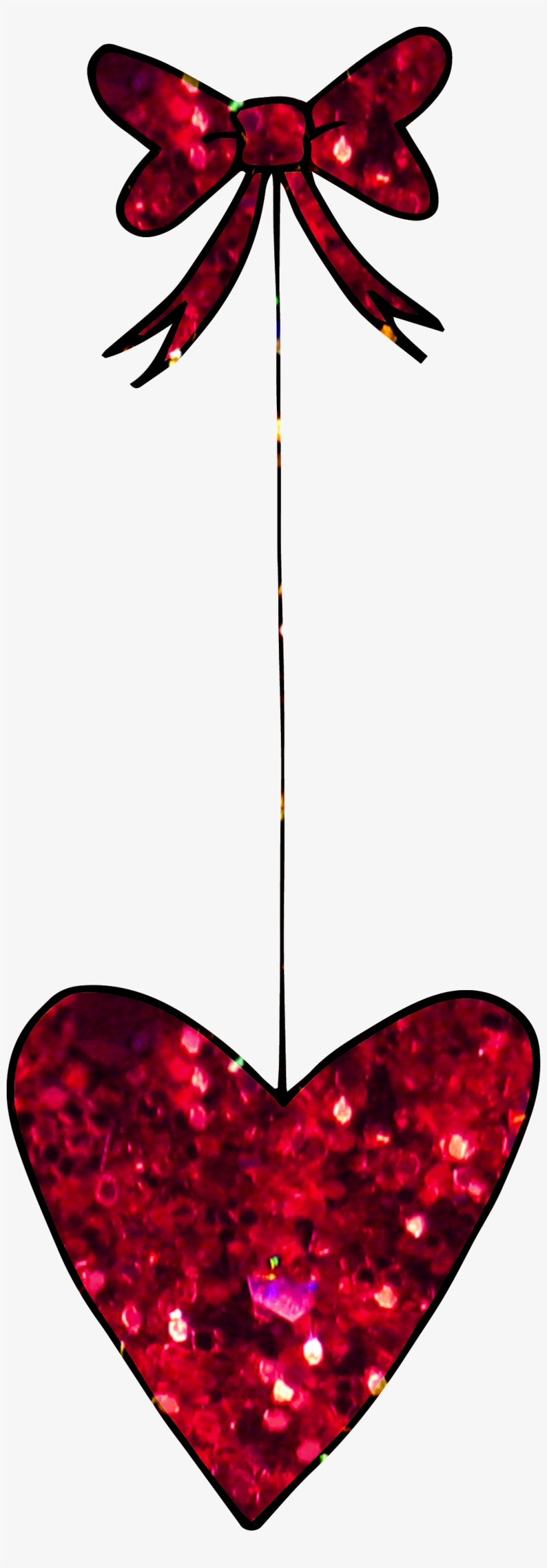 Red Glitter Hanging Heart - Heart Transparent PNG - 1041x2930 - Free ...