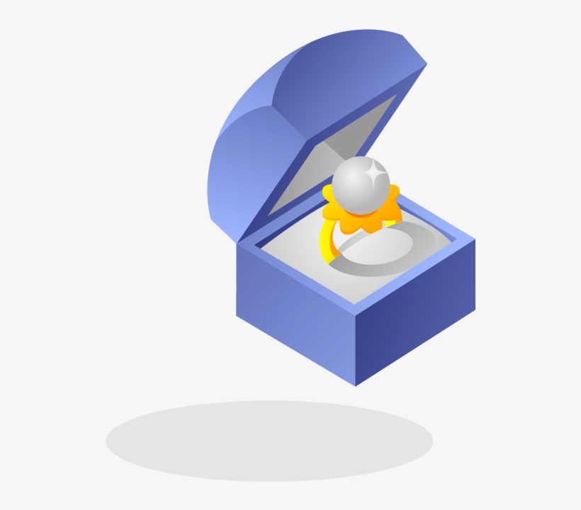Image Of Wedding Rings In A Gift Box On White Background - Illustration ...