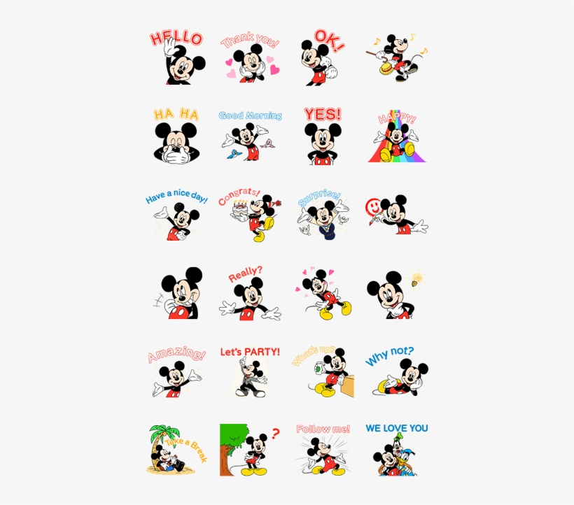 Mickey Mouse In Motion - Sticker Line Mickey Mouse Transparent PNG ...