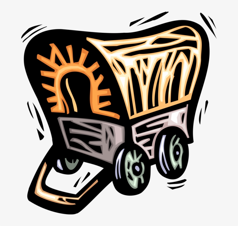 Vector Illustration Of Old West Chuck Wagon Covered - Royalty-free ...