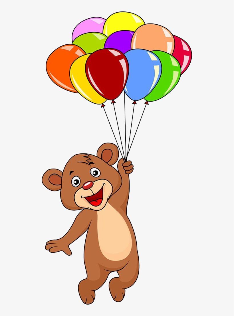 Teddy Bear Balloon Clip Art - Cute Teddy Bear With Balloons Transparent ...