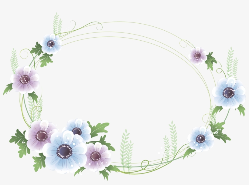 Oval Floral Frame - Flower Frame Blue Transparent PNG - 2000x1392 ...