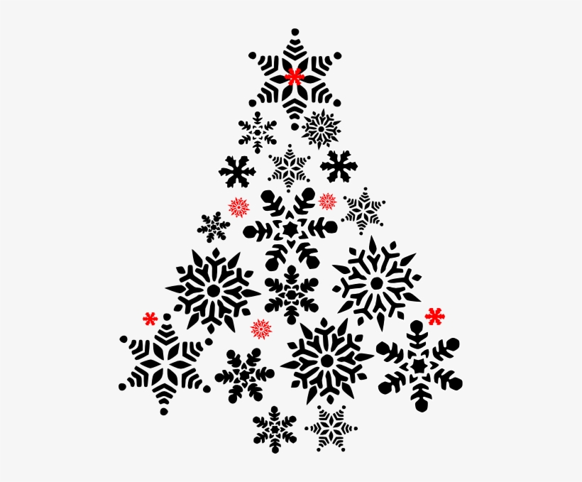 Download Snowflake Tree Black And Red Clip Art - Flamingo Tropical ...