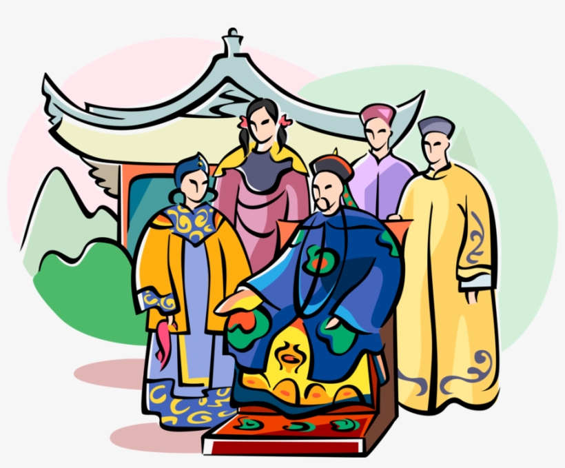 Vector Illustration Of Chinese Emperor And Imperial - Illustration ...