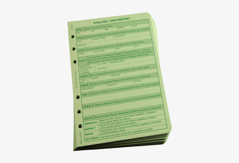 9 Line Uxo/ied Loose Leaf - Rite In The Rain 962 All-weather 9 Line Uxo ...