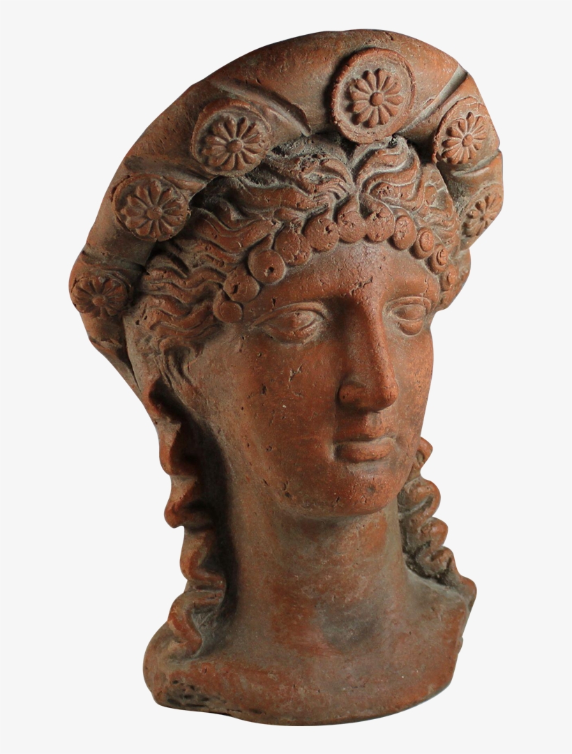 Antique Terra Cotta Roman Lady Head Sculpture With - Bronze Sculpture ...