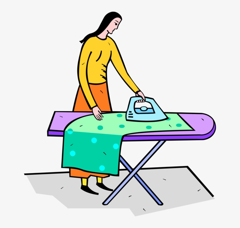 Vector Illustration Of Ironing Clothes With Electric - Iron And Ironing ...