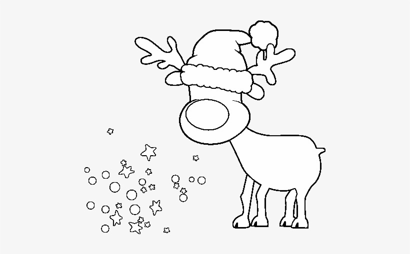 Dibujo De Reno Con Gorro Para Colorear - Drawing Transparent PNG ...