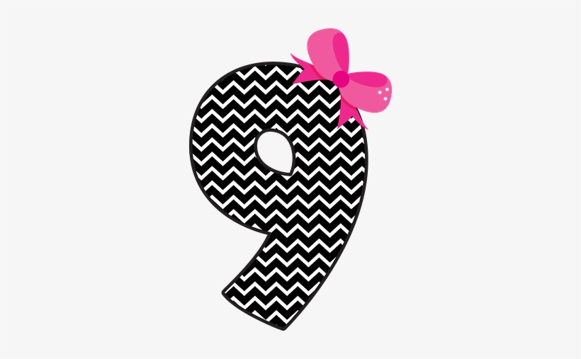 Números Con Diferentes Texturas Y Moño O Lazo Rosa - Cute Number 9 ...