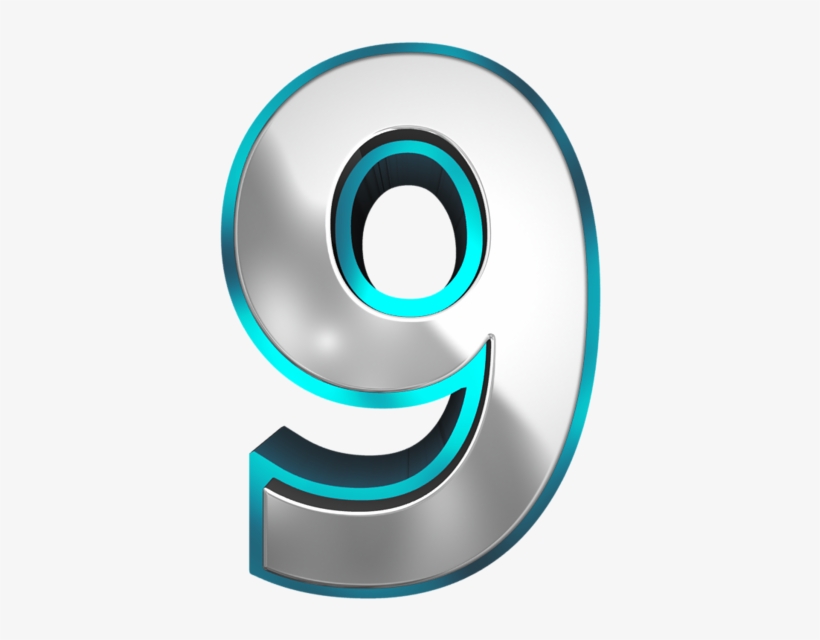Metallic And Blue Number Nine Png Clipart Image - Nine Clipart ...