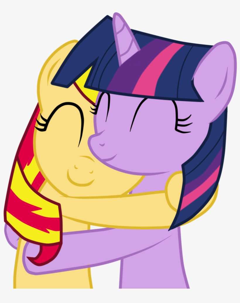 Hilarious In Hindsight, Hug, Lesbian, Pony, Safe, Shipping, - Sunset Shimmer And Twilight ...