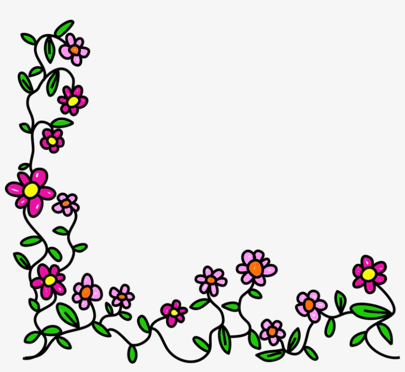 Flowers Doodle Whimsical Cartoon Border Frame - Frame Flower Cartoon ...