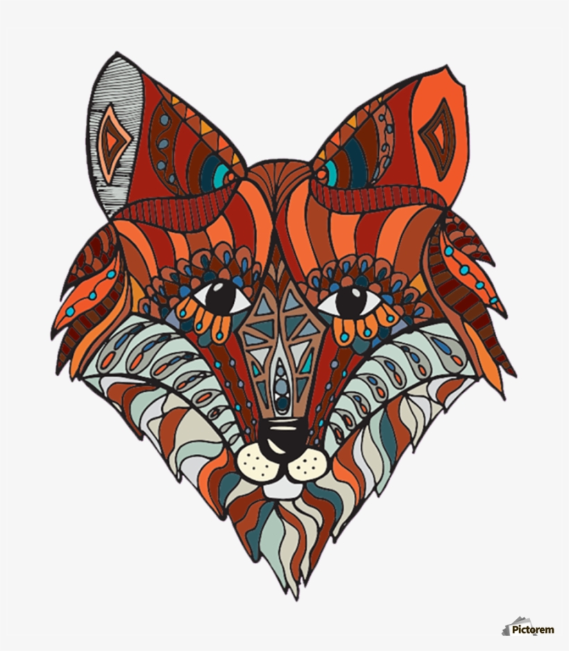 Fox Face In Canvas Print With Floating Frame - Printing Transparent PNG ...