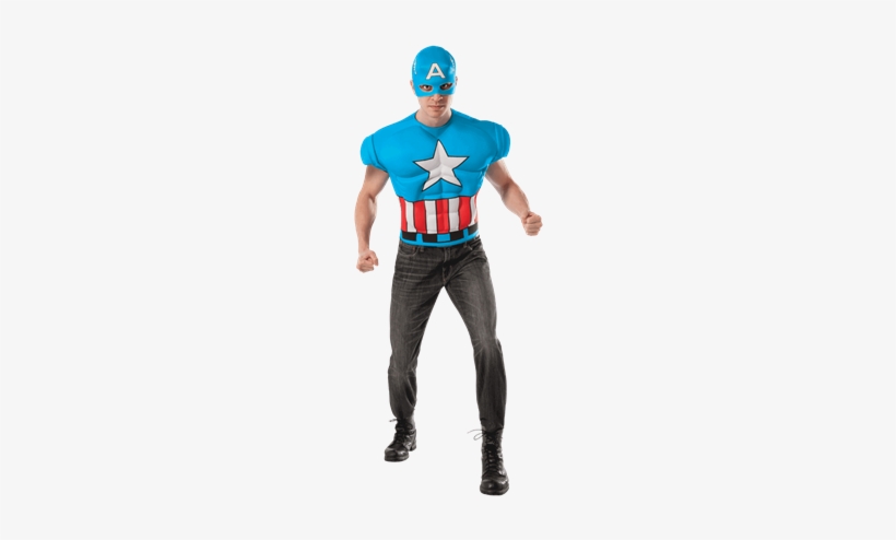 Adult Captain America Muscle Costume Top And Mask - Captain America ...
