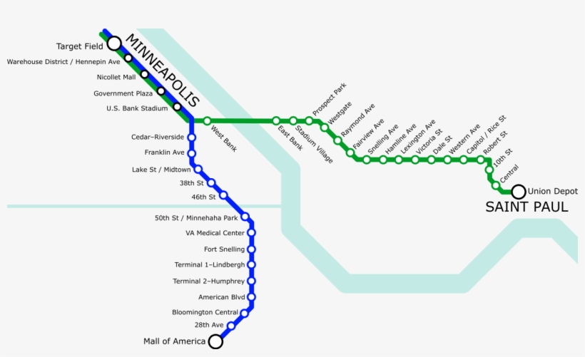 Metro Light Rail Lines Only - Minnesota Light Rail Map 2017 Transparent ...