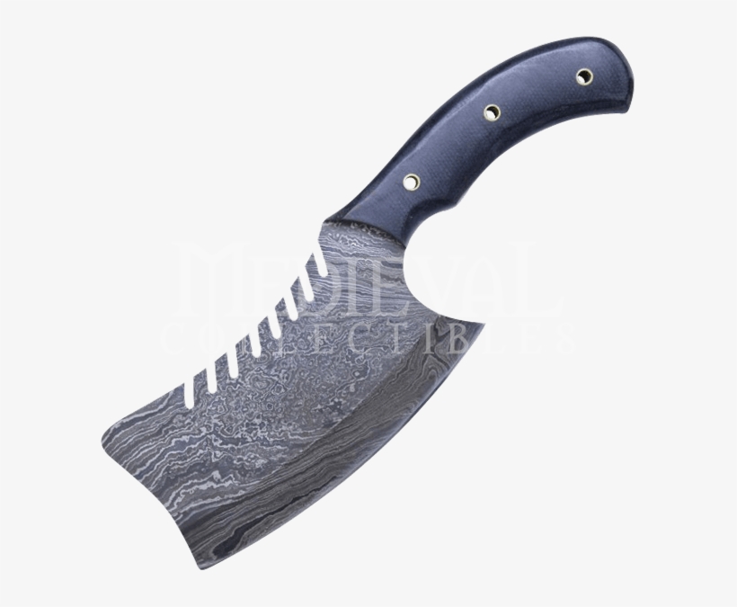Download Serrated Damascus Steel Cleaver Knife - Cleaver - HD ...