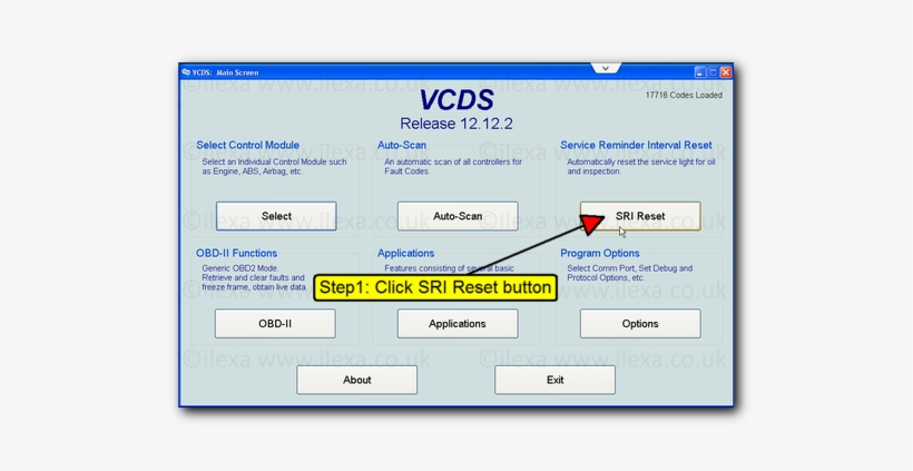 Vcds Front Screen Showing Sri Reset Button - Vcds Oil Service Interval ...