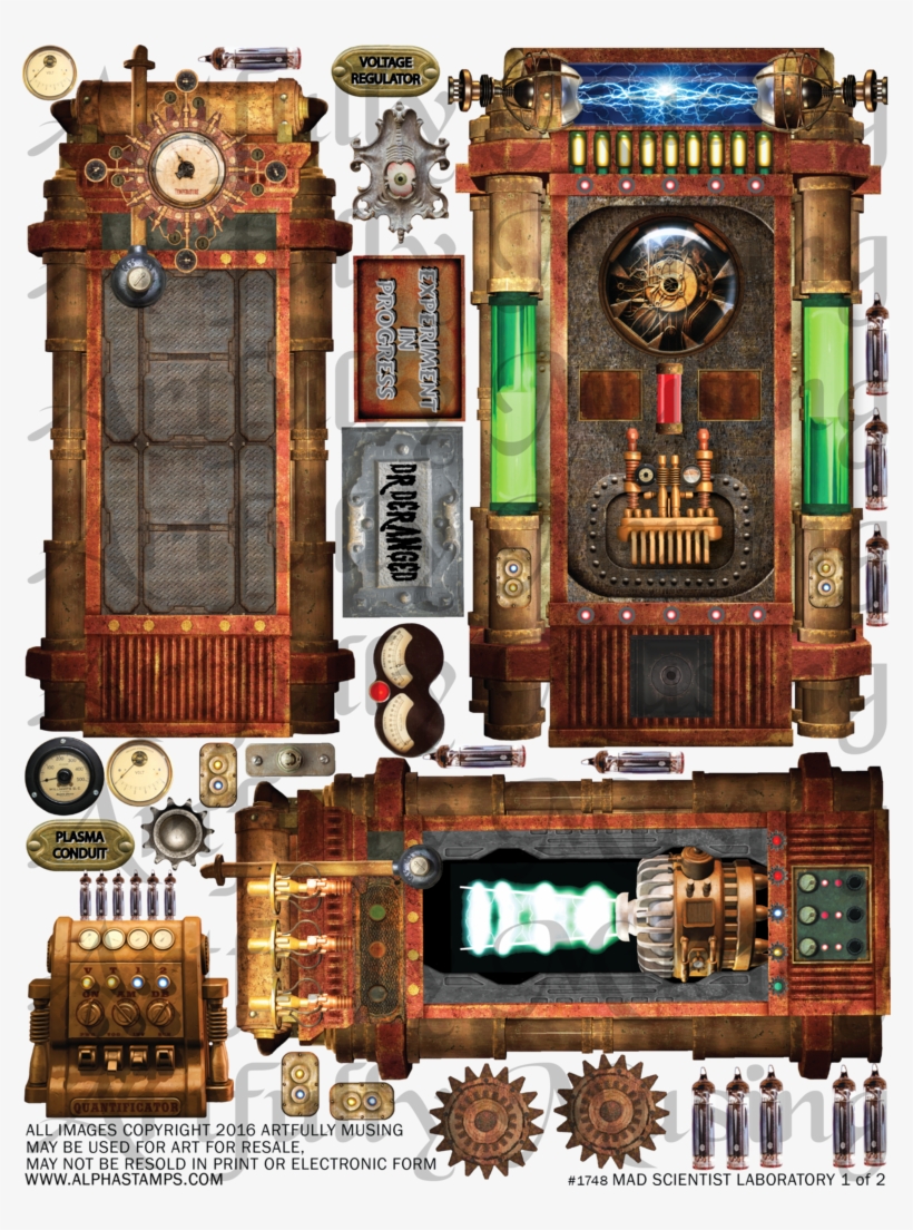 Mad Scientist Laboratory Collage 2-sheet Set - Mad Scientist Lab Set ...