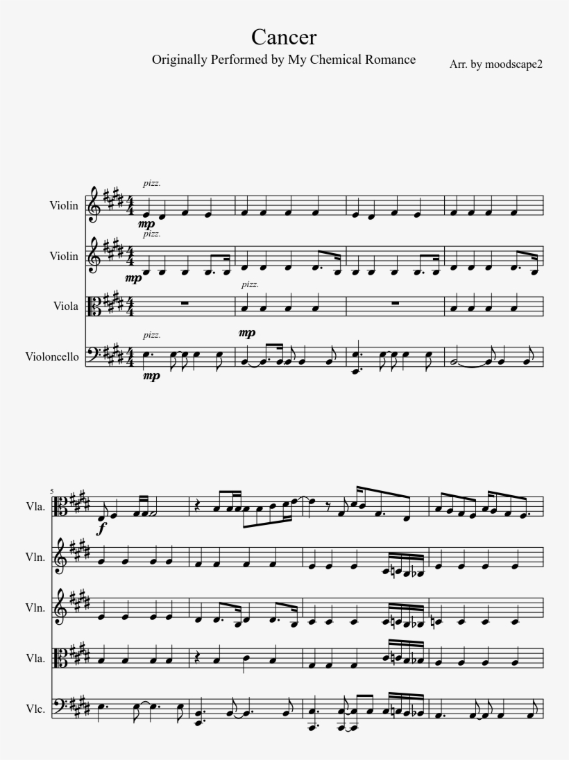 Cancer Sheet Music Composed By Arr - Sheet Music Transparent PNG ...