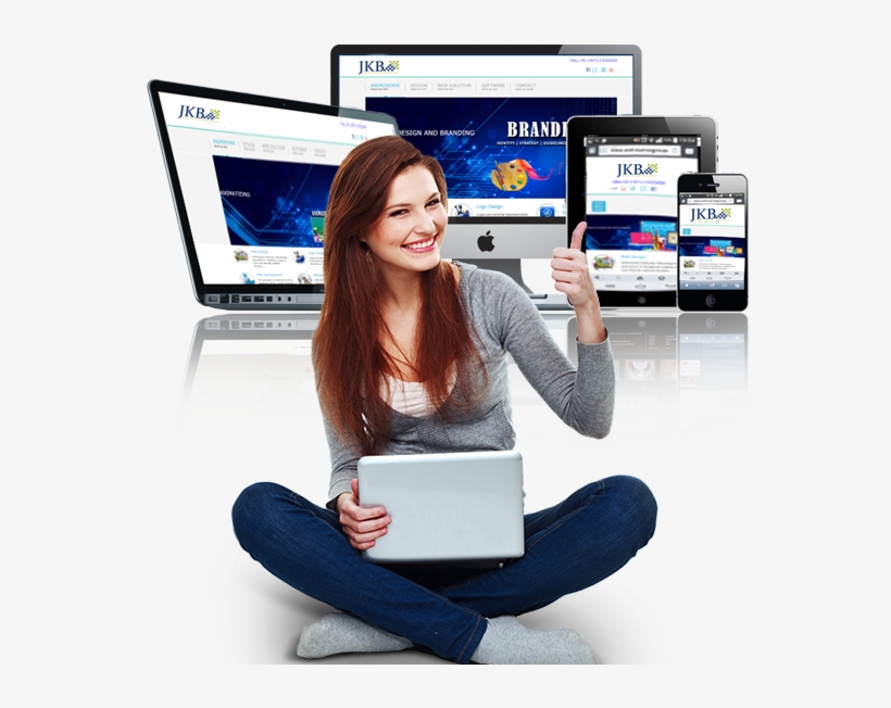 Responsive Web Design - Social Media And Girl Transparent PNG - 578x622 ...