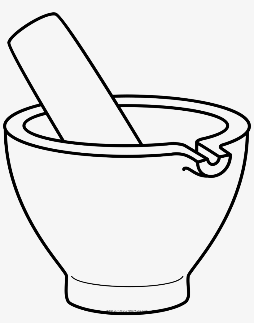 Mortar And Pestle Coloring Page - Mortero Para Colorear Transparent PNG ...