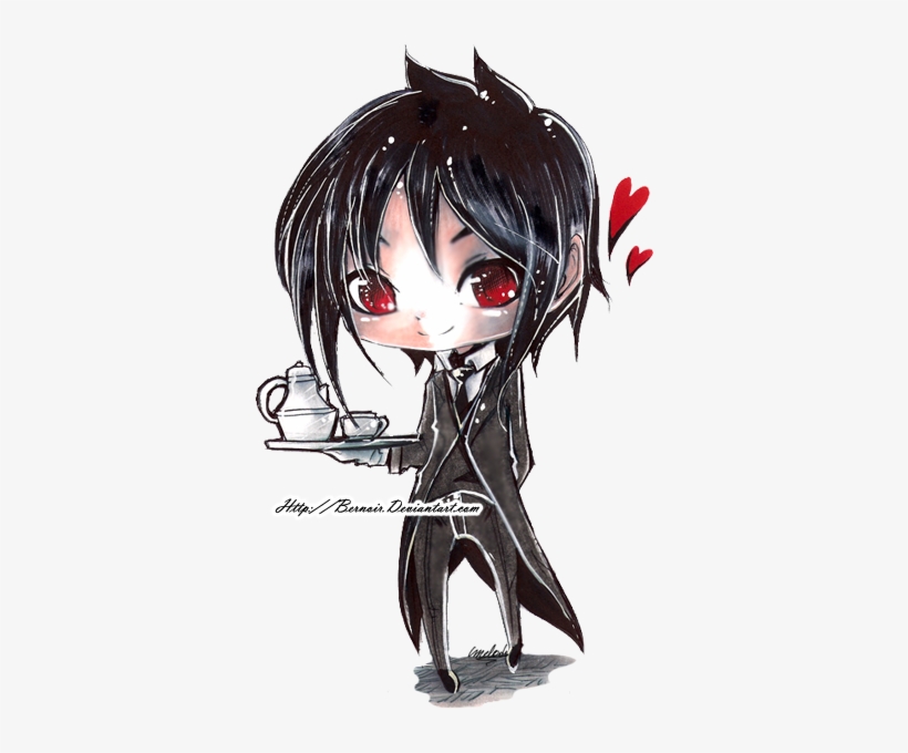 Black Butler Sebastian And Cats Chibi
