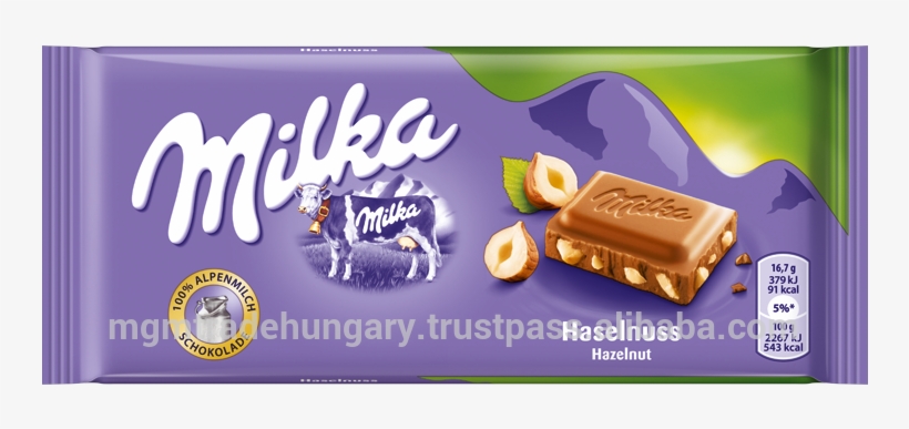 Milka 100g Hazelnut - Chocolate Milka Transparent PNG - 800x338 - Free ...