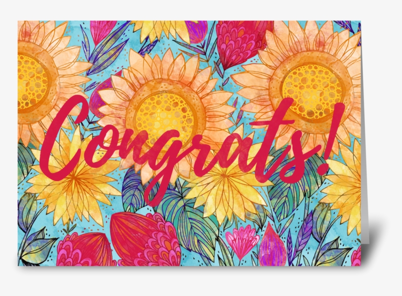 Congrats Sunflowers Greeting Card - Motif Transparent PNG - 848x698 ...