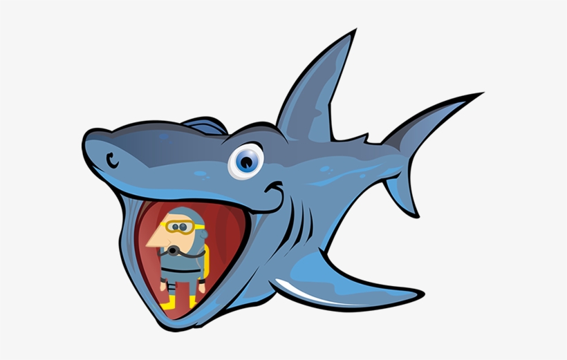 Sharkwithdiver - Cartoon Shark Eating A Man Transparent PNG - 584x441 ...