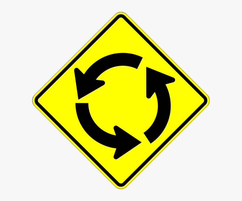 W2-6 Roundabout Intersection Warning Sign - Roundabout Sign Transparent ...