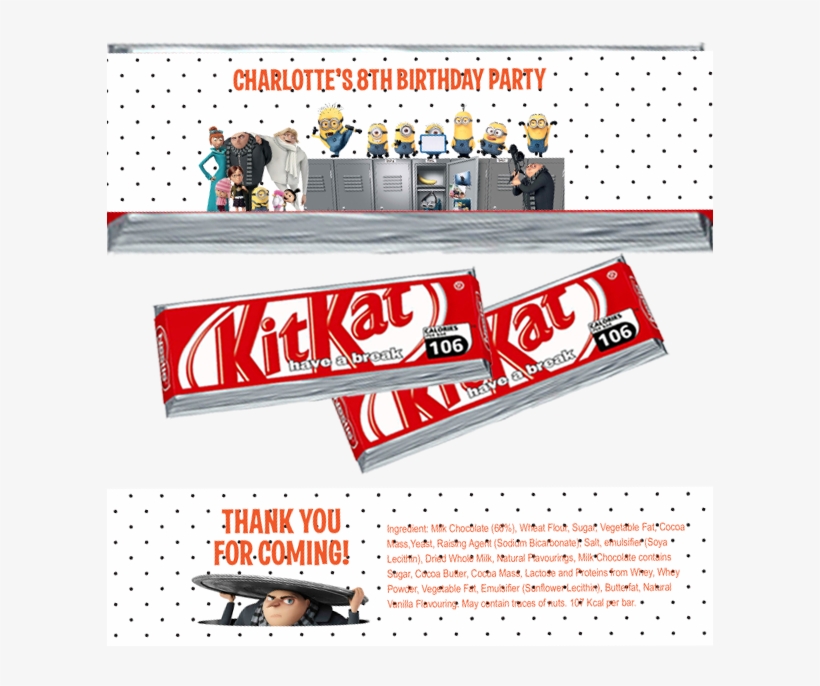 Minions Despicable Me Kitkat Wrappers - Despicable Me Birthday Banner ...