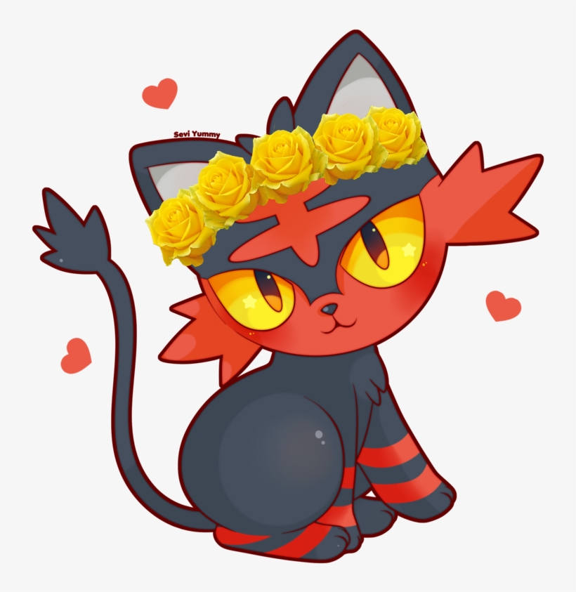 Litten Flowercrown - Pokemon Iniciales De Alola Transparent PNG ...