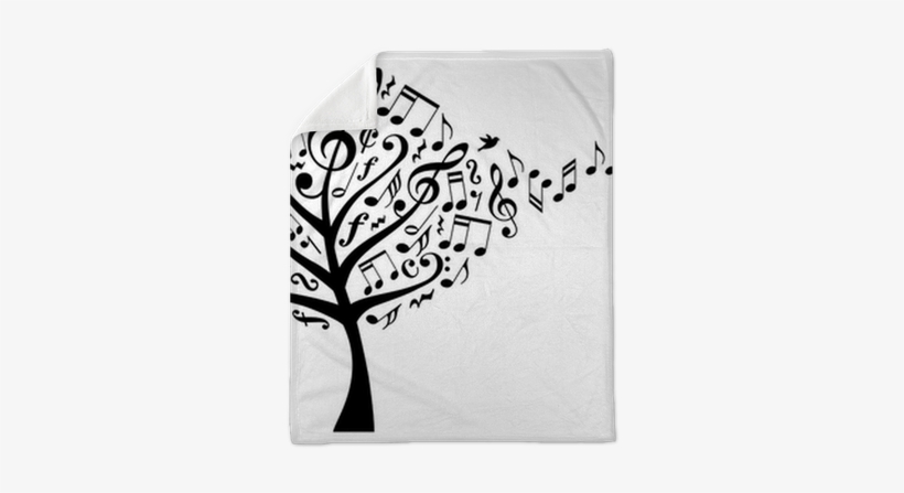 Music Tree With Musical Notes, Vector Plush Blanket - Spring Music Tree ...