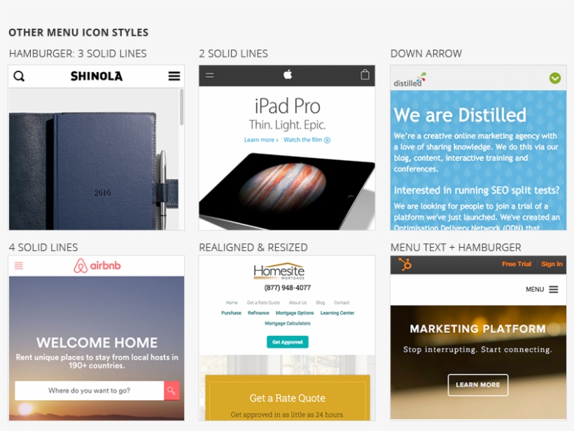 Popular Mobile Menu Icon Styles - Hamburger Button Transparent PNG ...