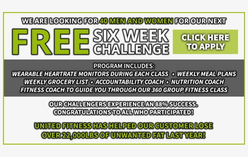 United Fitness - Six Week Challenge Transparent PNG - 801x439 - Free ...
