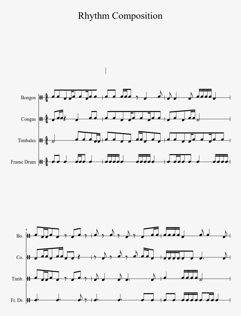 Rhythm Composition Sheet Music 1 Of 2 Pages - Document Transparent PNG ...