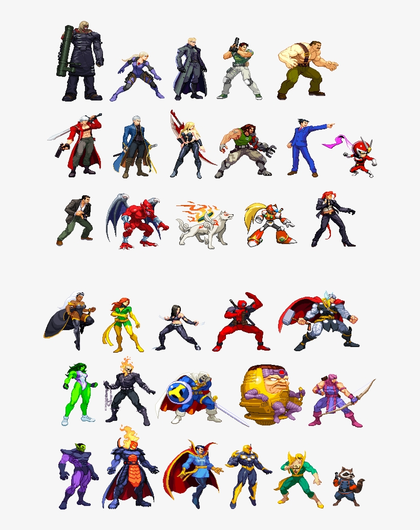 Capcom 3 Sprites In Cps2 Style - Marvel Sprites Transparent PNG ...