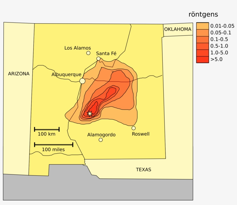 Trinity Fallout - Trinity Test Fallout Map Transparent PNG - 1622x1329 ...