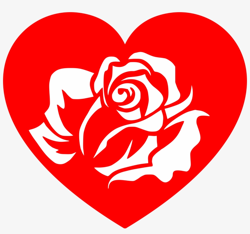 Rose Heart Clipart - Heart With Rose Clipart Transparent PNG ...