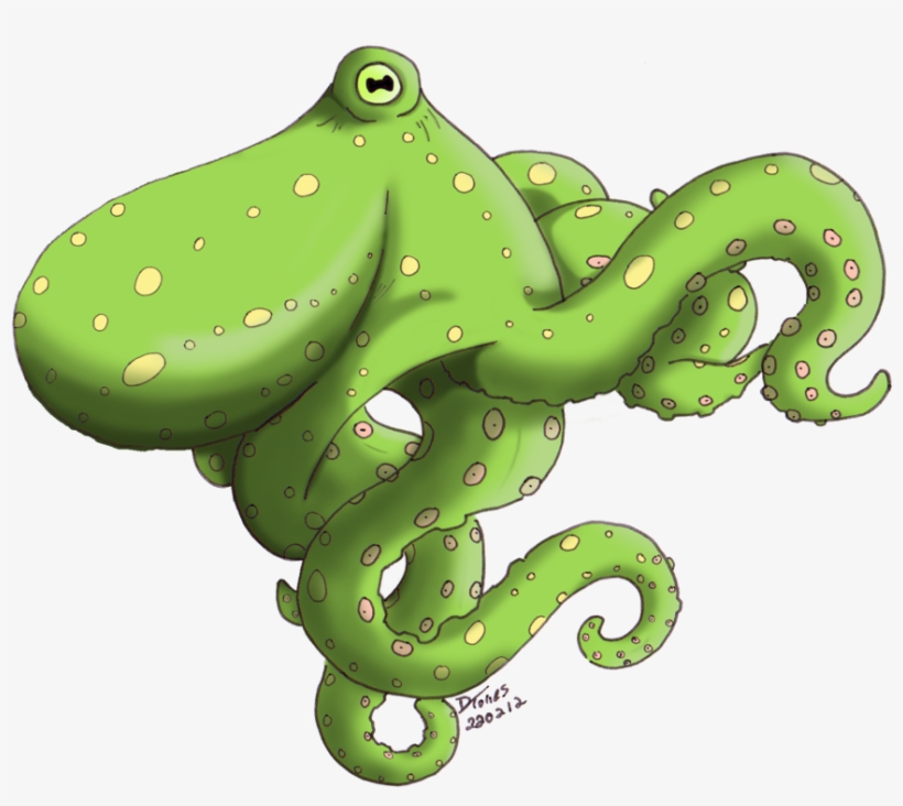 Green Octopus By Towers - Green Cartoon Octopus Png Transparent PNG ...