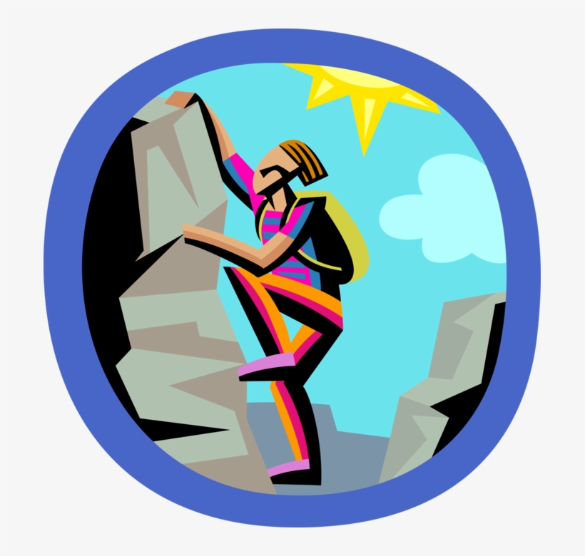 Vector Illustration Of Mountaineering Rock Climber - Rock Climbing Clip ...